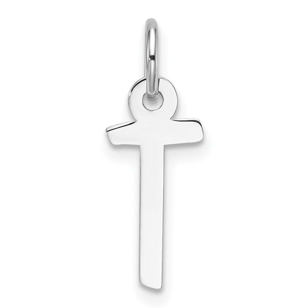 Kazi Luxury 14k White Gold Slanted Block Letter T Ini… - Gem